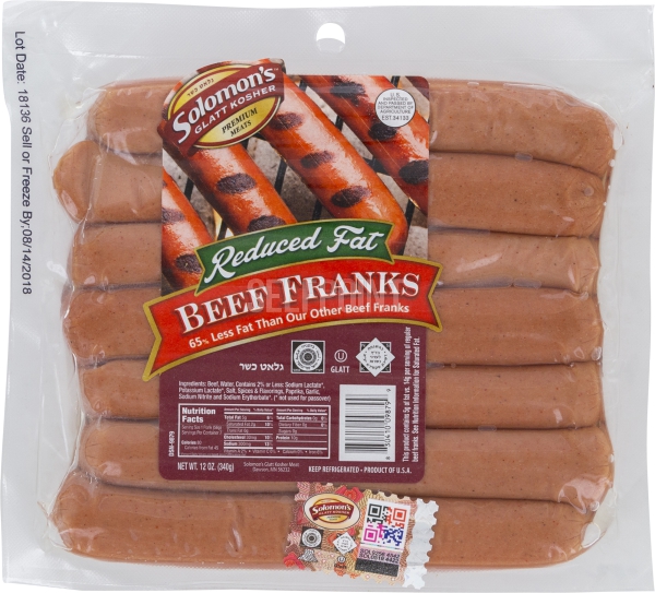Reduced Fat Beef Frankfurters | Shalom Kosher