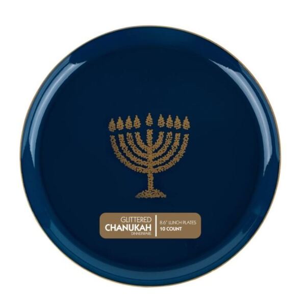 Plates Chanukah Glitter Blue 8 | Evergreen