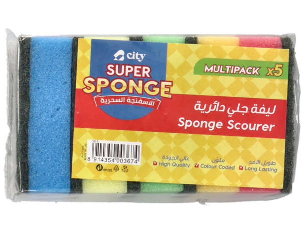 City Super Sponge Color Combo Multipurpose Sponge Scourer 5's | City ...